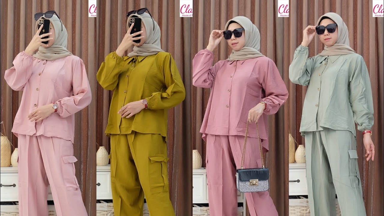 Baju set celana dan rok model polos dan modis - YouTube