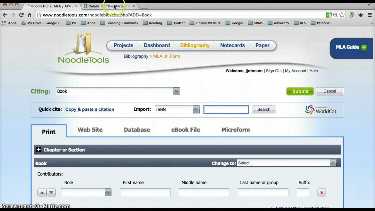 Citing a book in NoodleTools - YouTube