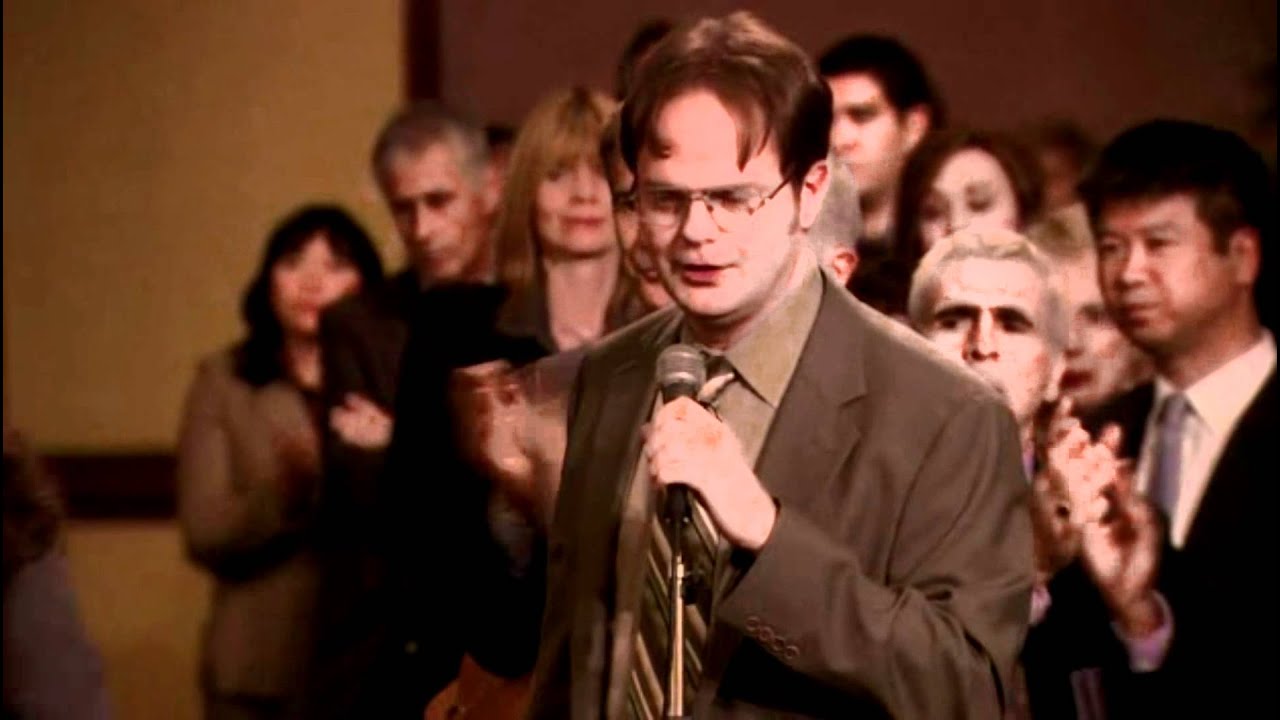 Dwight standing in line to complain about the lines the office - YouTube