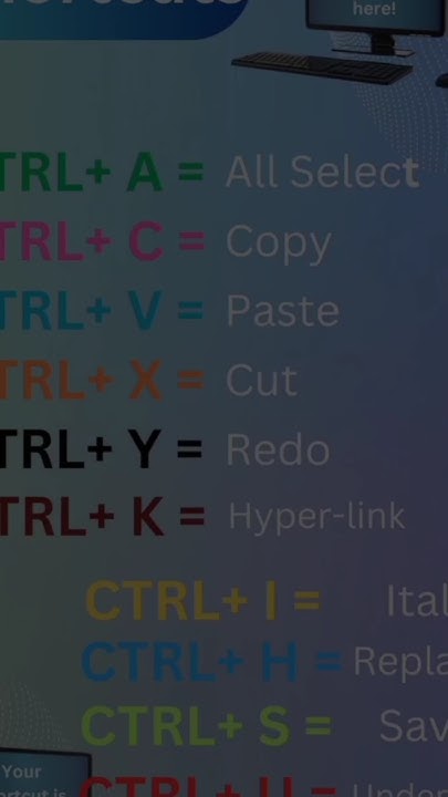 How to use computer basic shortcuts |computer basic knowledge |word ...