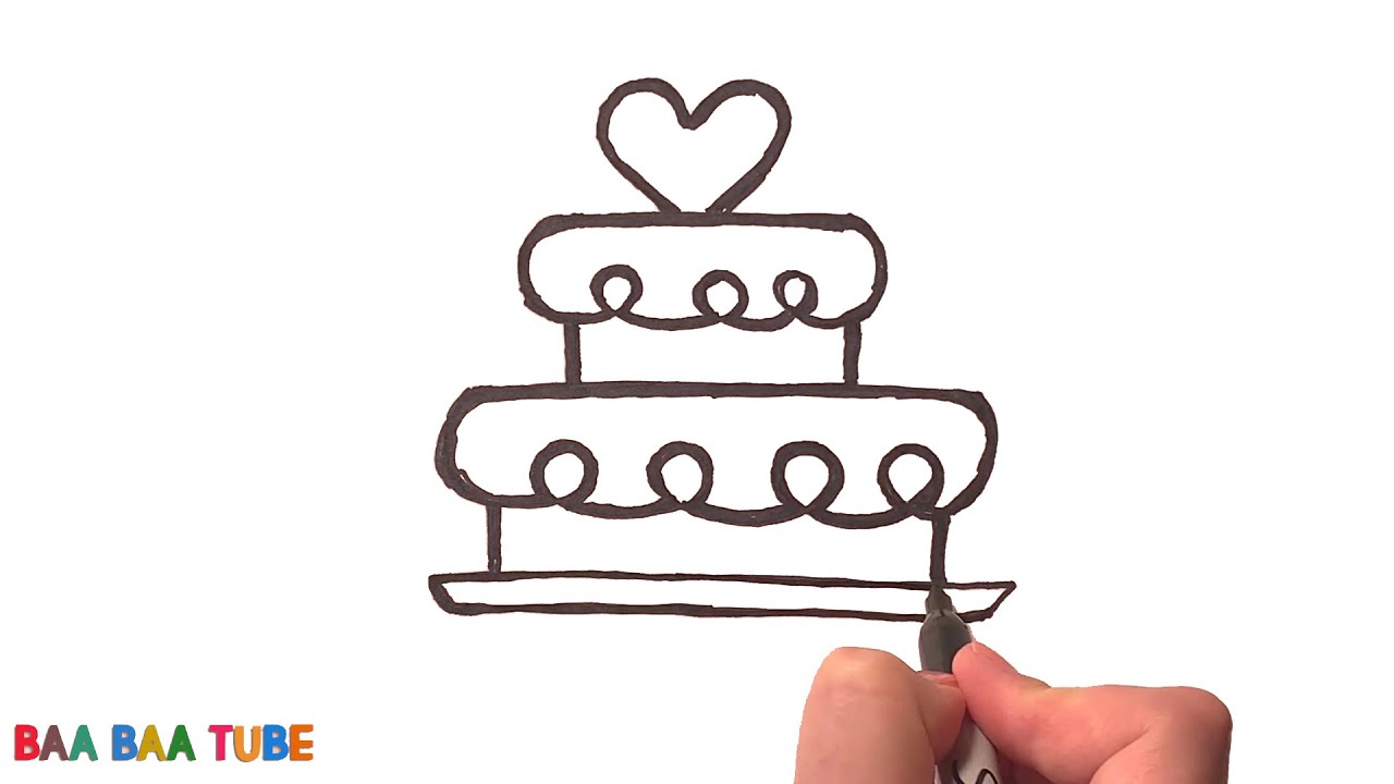 How to Draw a Cake | Easy Birthday Cake Drawing for Children - YouTube