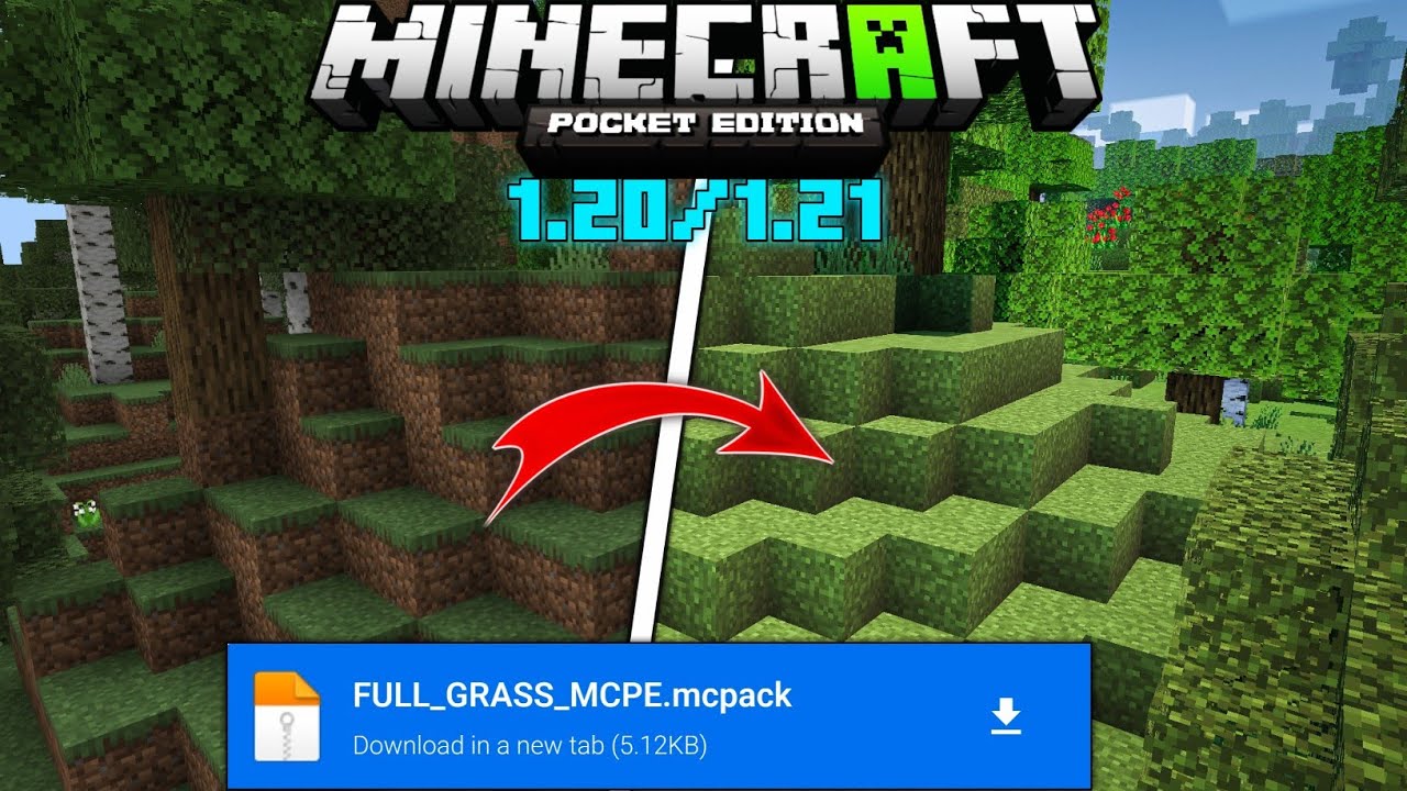 Full grass texture pack for Mcpe 1.21/1.21+ - YouTube