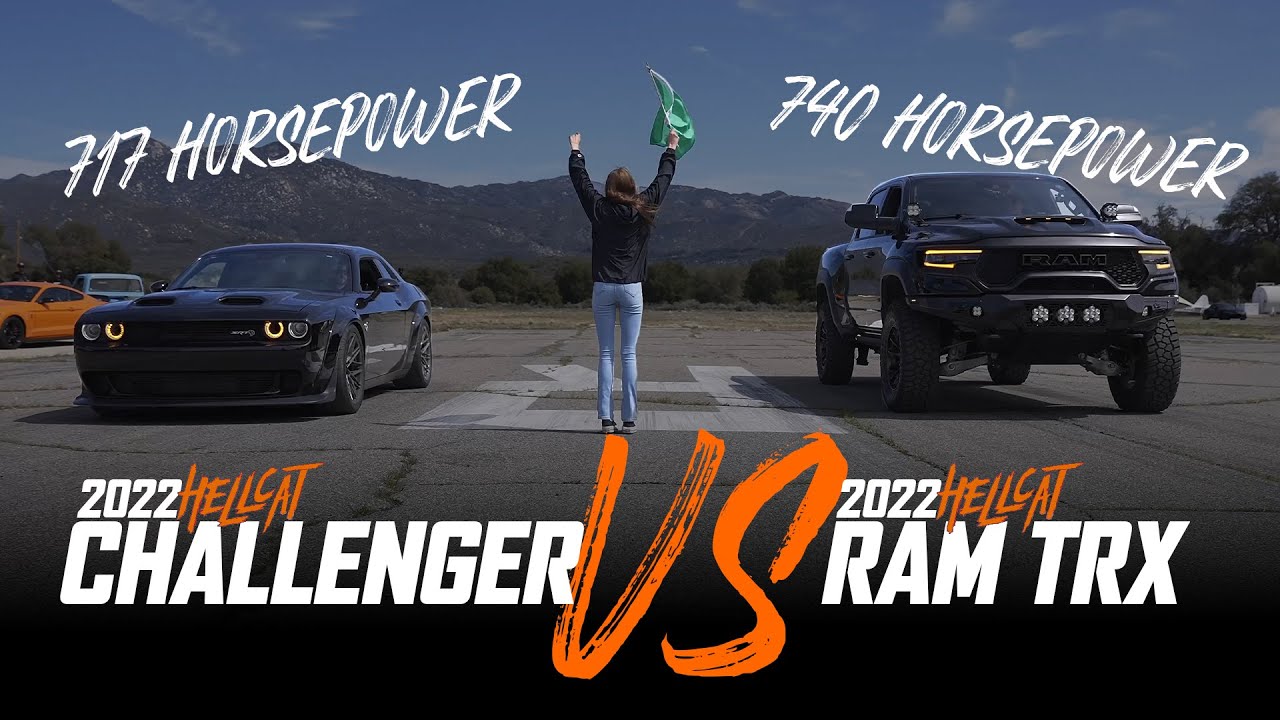 TRX Destroys Challenger Hellcat in a Drag Race (V8 Hellcat Showdown ...