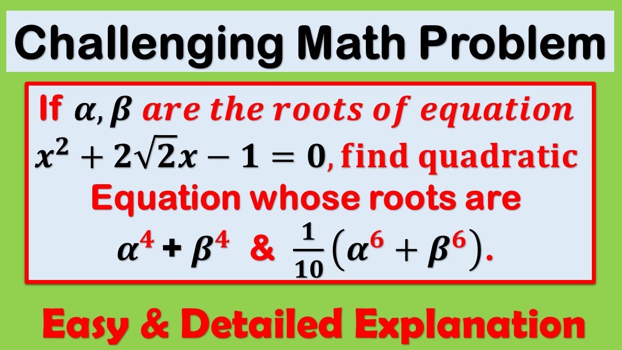 Find quadratic equation || challenging math problems - YouTube