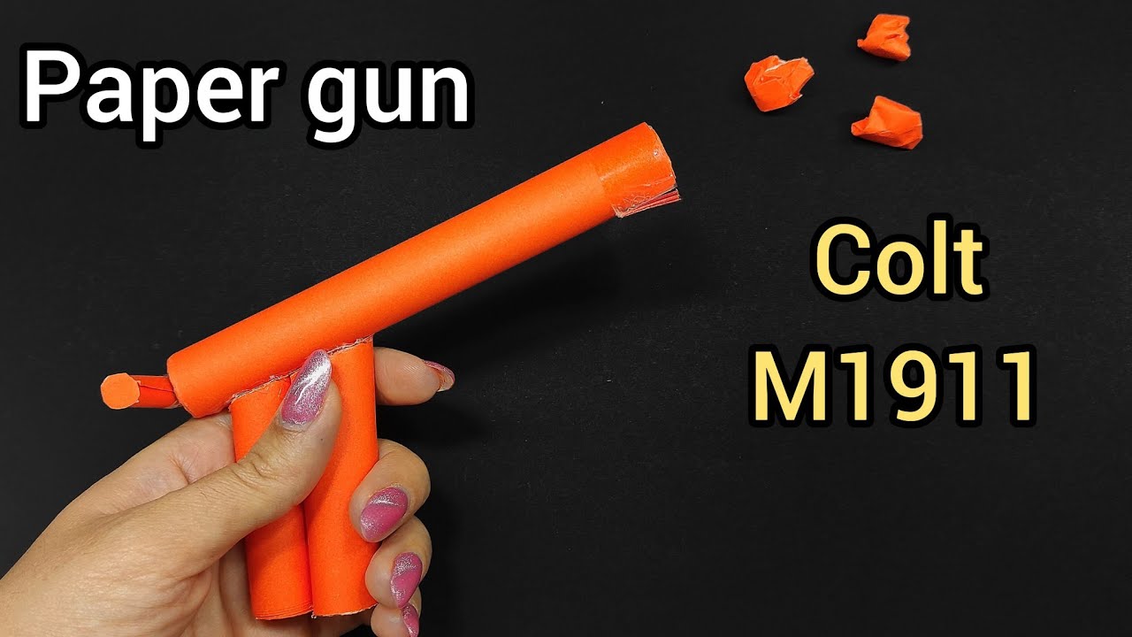 Paper colt M1911A1 | How to make a paper gun that shoots paper balls ...