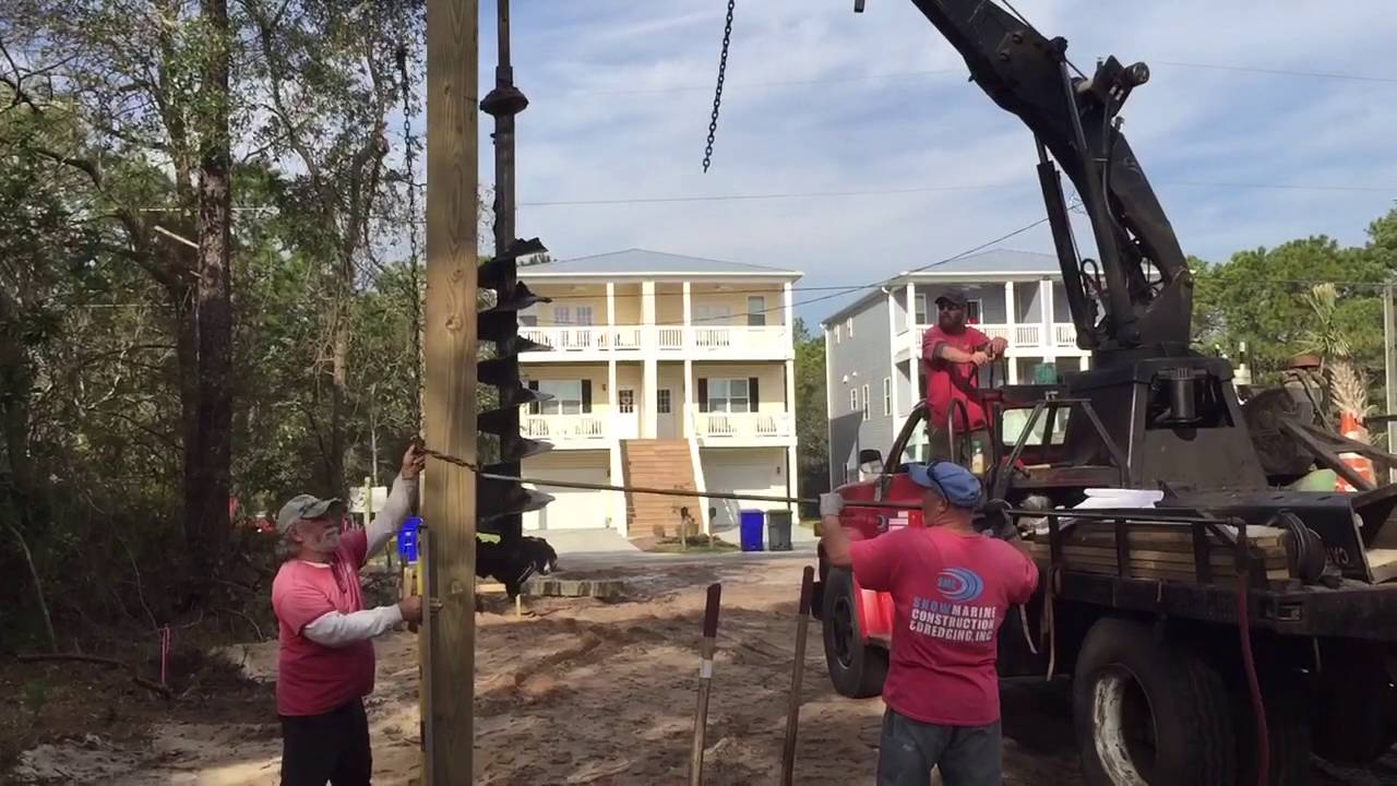 New Home Carolina Beach - Pilings - YouTube