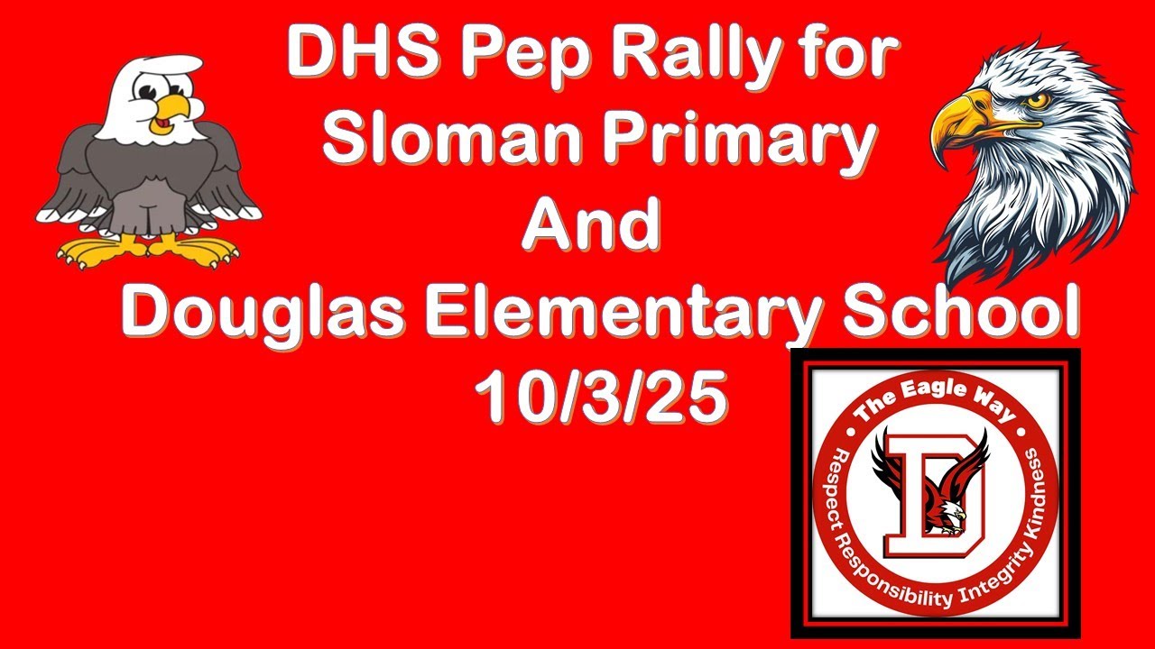 DHS Pep Rally for Sloman Primary and Douglas Elementary Schools - YouTube