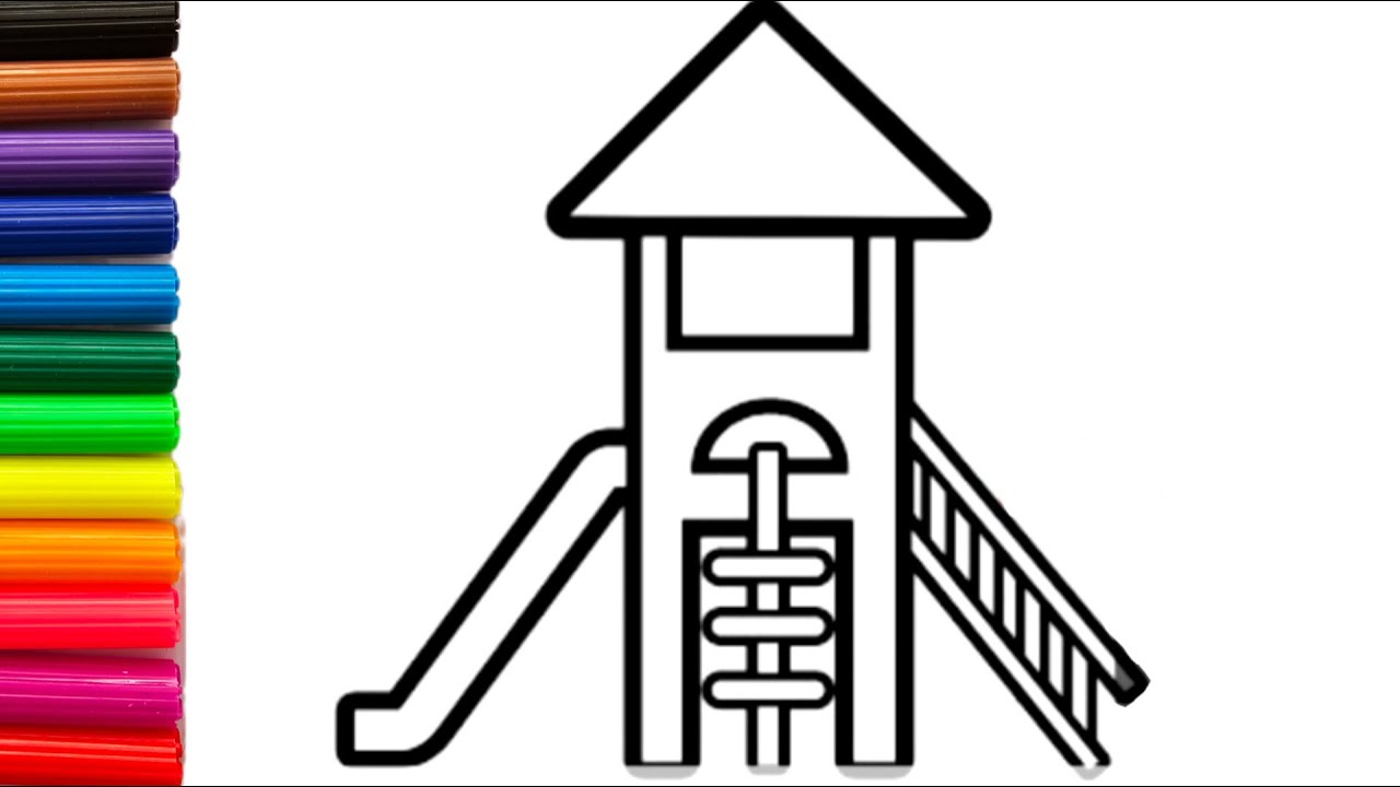 How to draw playground with slide 🛝 | Easy drawing slide 🛝 - YouTube
