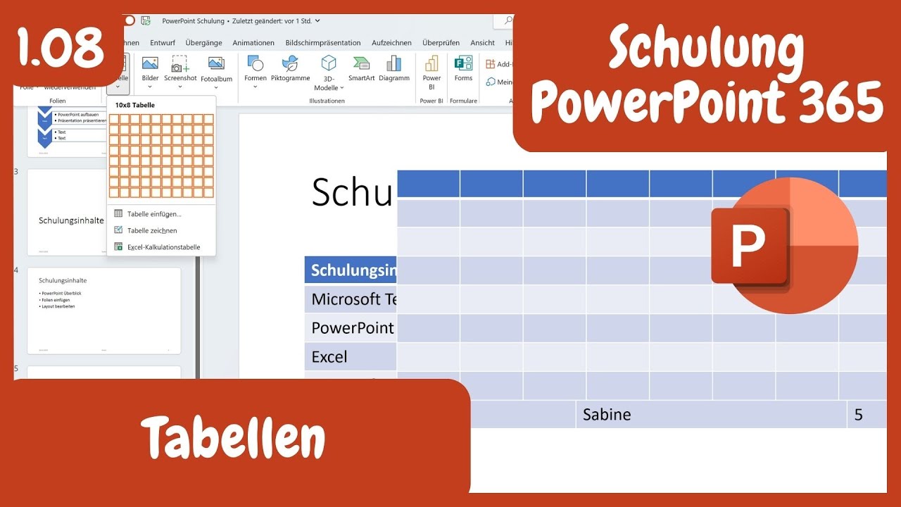 1.08 | Tabellen verwenden | PowerPoint 365 MasterClass - YouTube