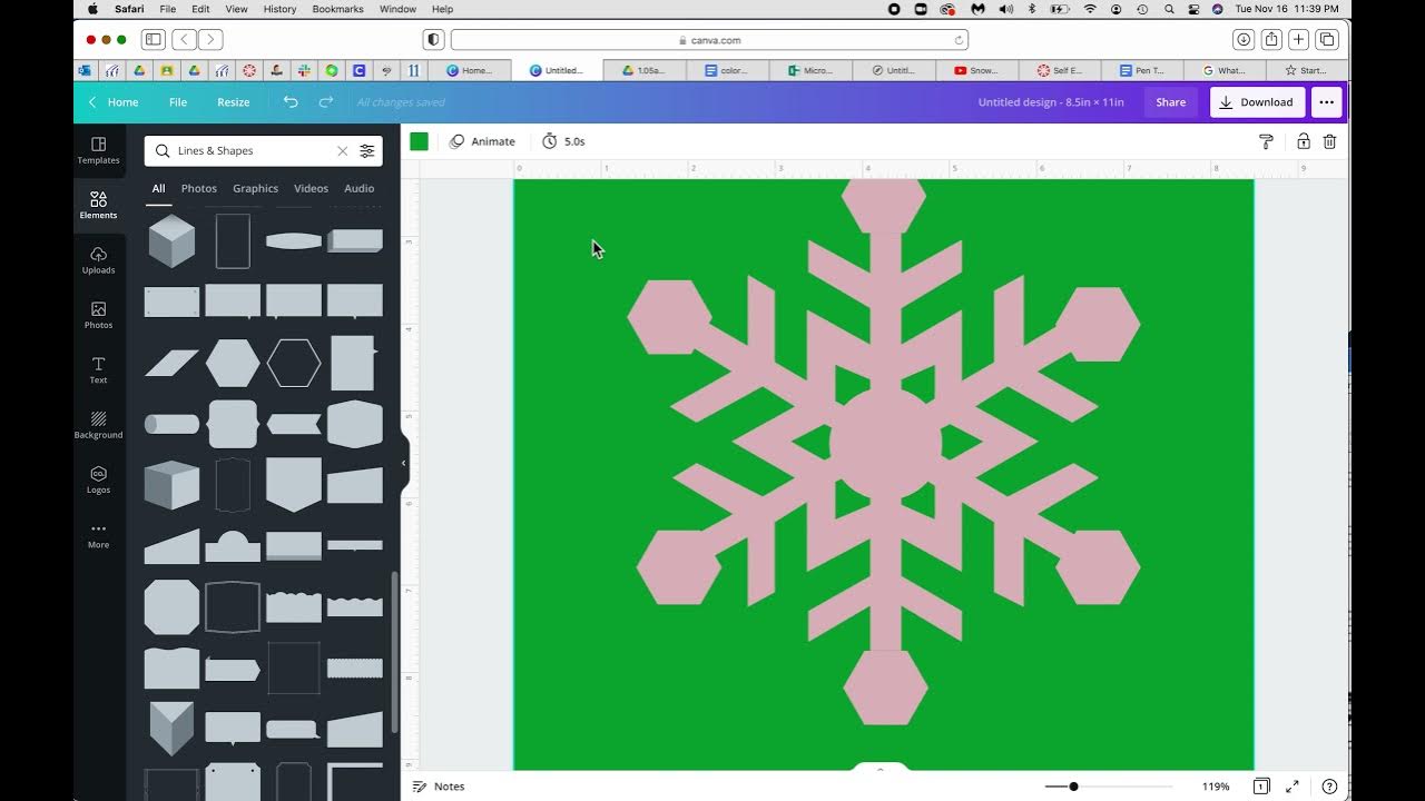Make a snowflake in Canva - YouTube
