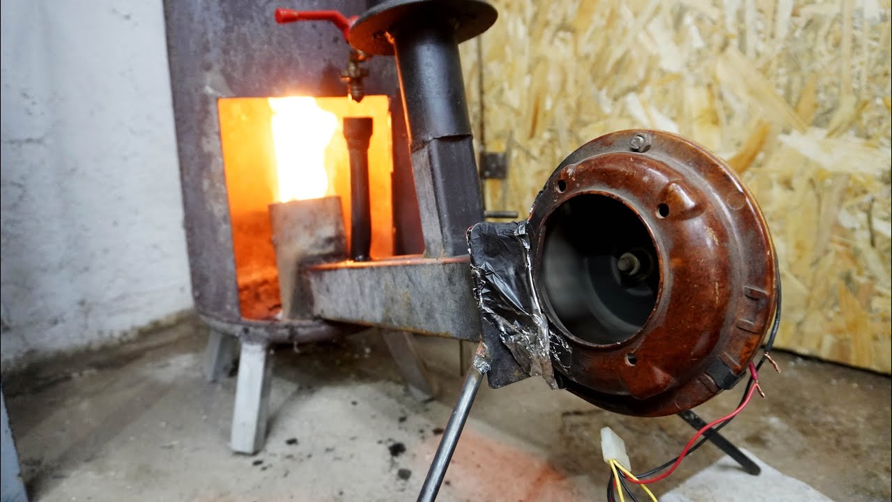 From Wood Stove in to Waste Oil burner Heater / DIY waste Oil Heater ...