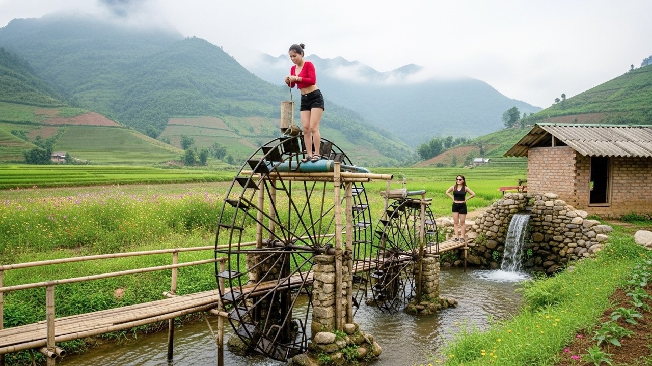 72 Hours OFF GRID - Female CEO Repairs Giant Water Wheel & Reconnects ...