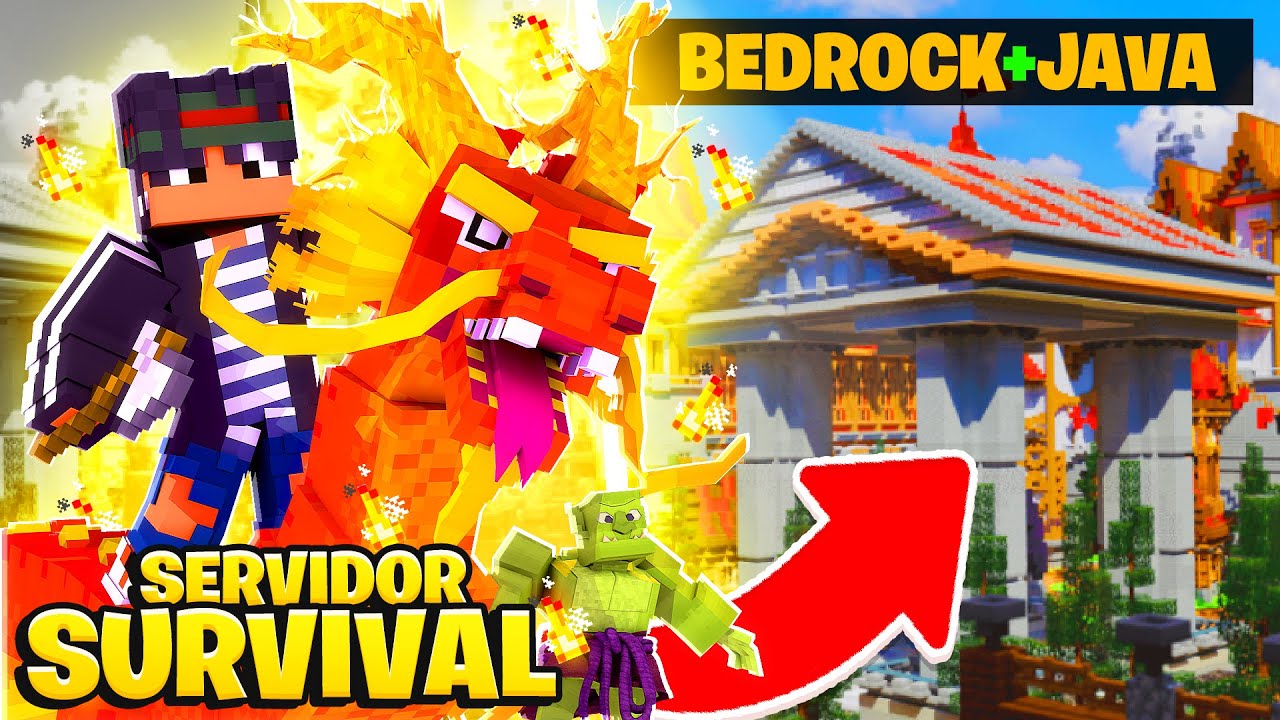 NOVO SERVIDOR DE SURVIVAL com VIP GRÁTIS para MINECRAFT BEDROCK e JAVA ...