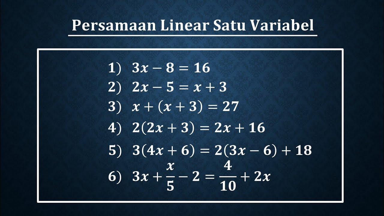 Cara cepat dan mudah persamaan linear satu variabel - YouTube