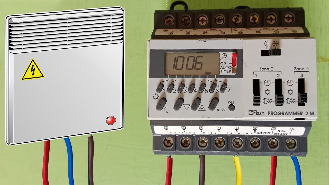 طريقة توصيل و برماجة جهازمبرمج التدفئة | Programmateur chauffage électrique - YouTube