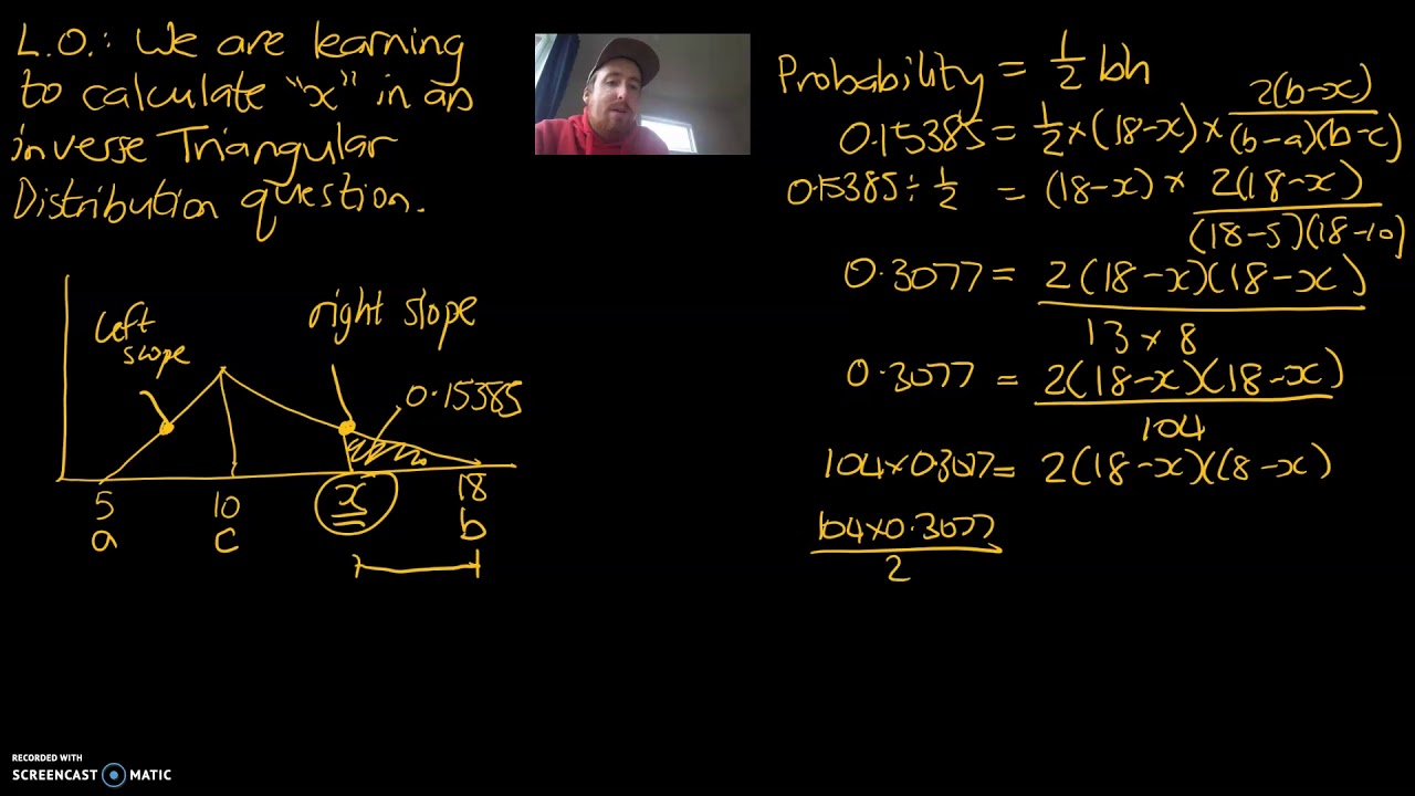 21 Calculating "x" in Inverse Triangular Distribution questions - YouTube