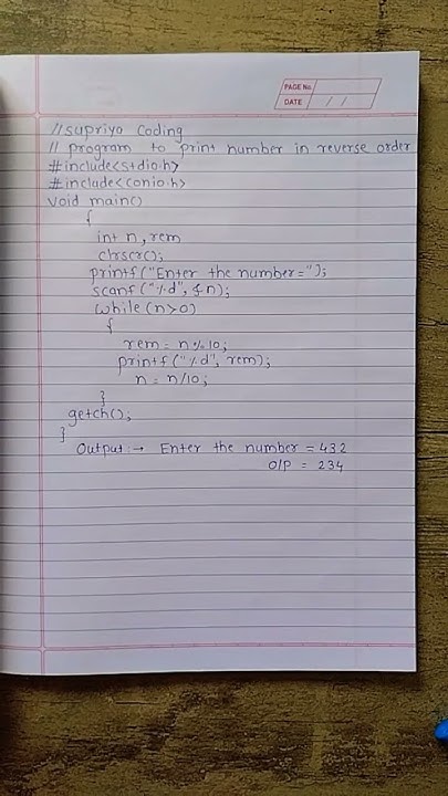 write a program to print the number in reverse order||c language ||supriya coding ||shorts - YouTube