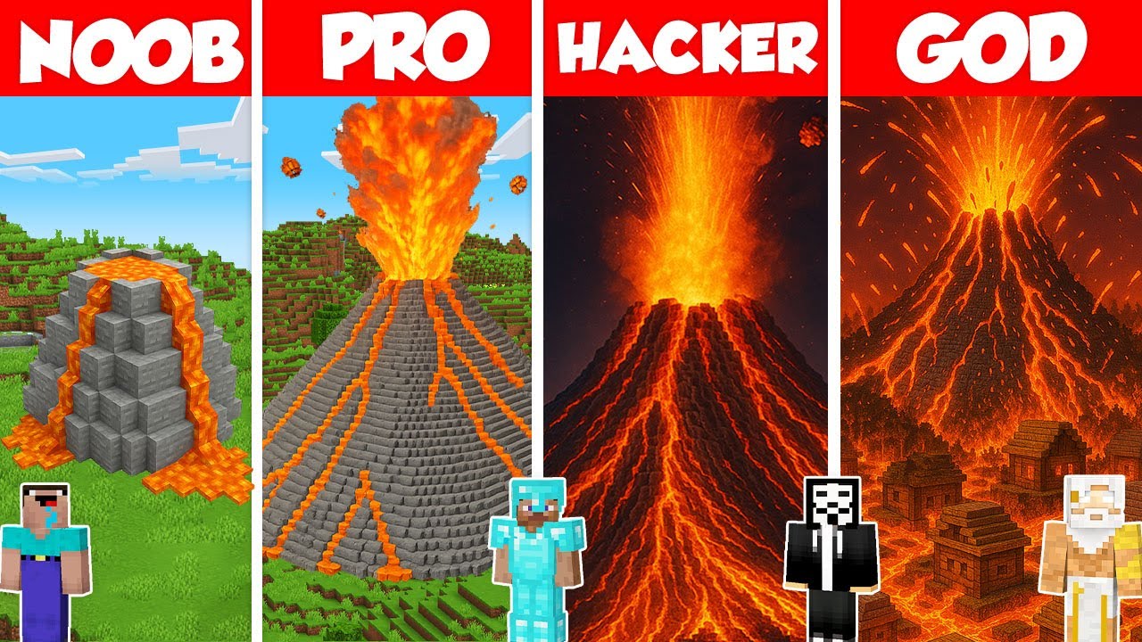 Volcano Build Battle Challenge - Noob vs Pro vs Hacker vs God ...