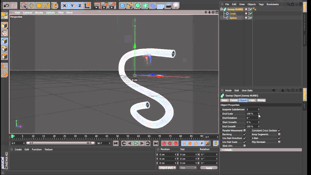 cinema4d - Aula 13 - Splines com sweep nurbs - YouTube