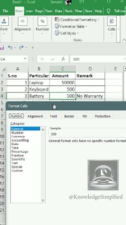 How to Use Custom Number Formatting to Concatenate Number with Text | @KnowledgeSimplfied - YouTube