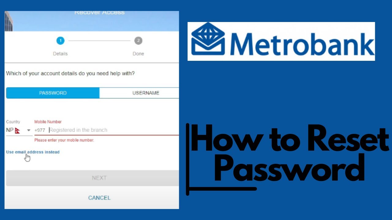 Reset Metrobank Password Online | Recover Metro Bank Login Password ...