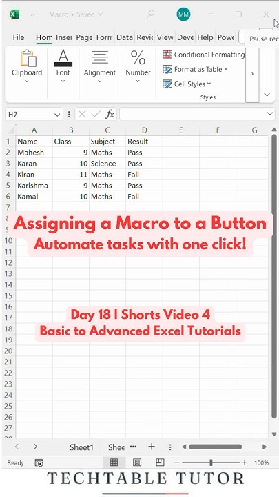 One Click Automation in Excel: Assign a Macro to a Button 🛎️ Day 18, Video 4 #excel #excelshorts ...