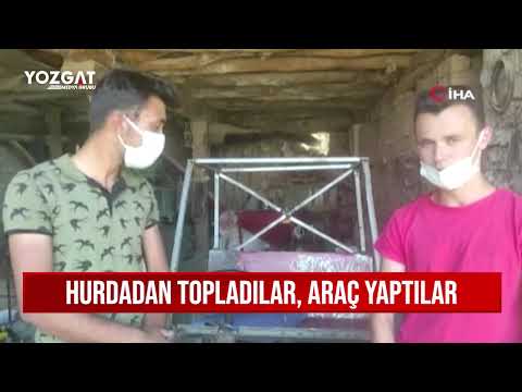 Yozgat’ta iki arkadaş, hurdacıdan topladıkları malzemelerle kendi araçlarını yaptılar