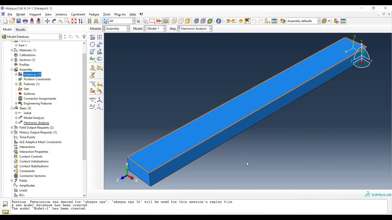 Modal analysis and Harmonic analysis using Abaqus - YouTube