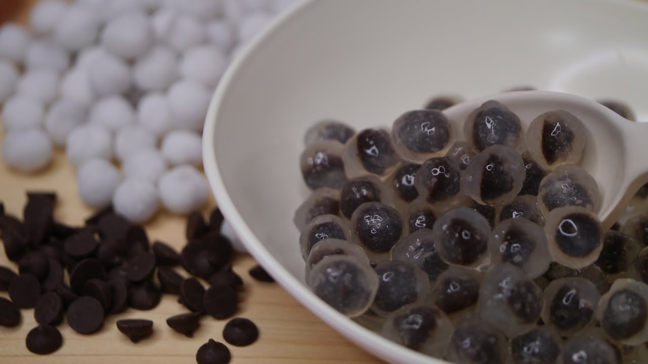 Chocolate Stuffed Tapioca / Cornstarch Pearls | Chocolate Stuffed Boba ...