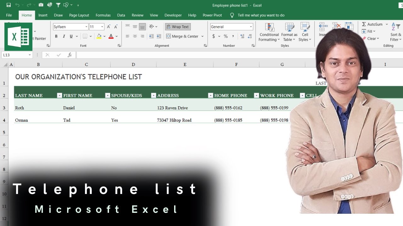 How to make Organizational telephone list in Microsoft Excel? - YouTube