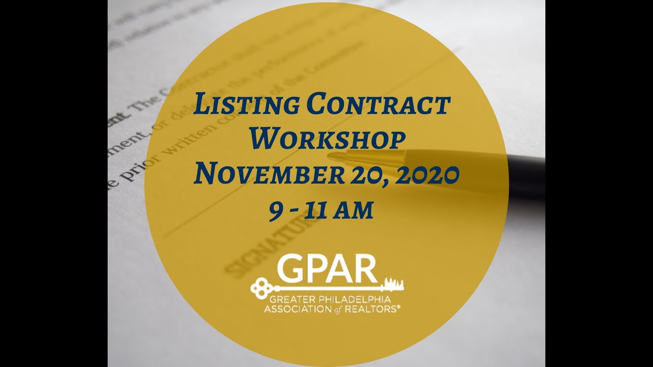 GPAR's Listing Contract Workshop - 11/20/2020 - YouTube