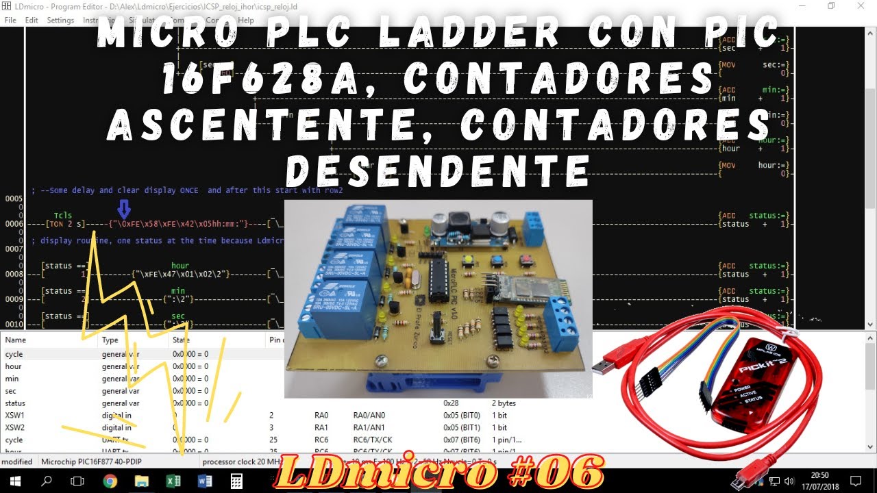 ⚡ Ldmicro Cap06 Micro Plc Ladder Con Pic 16f628a Contadores Ascentente Contadores Desendente