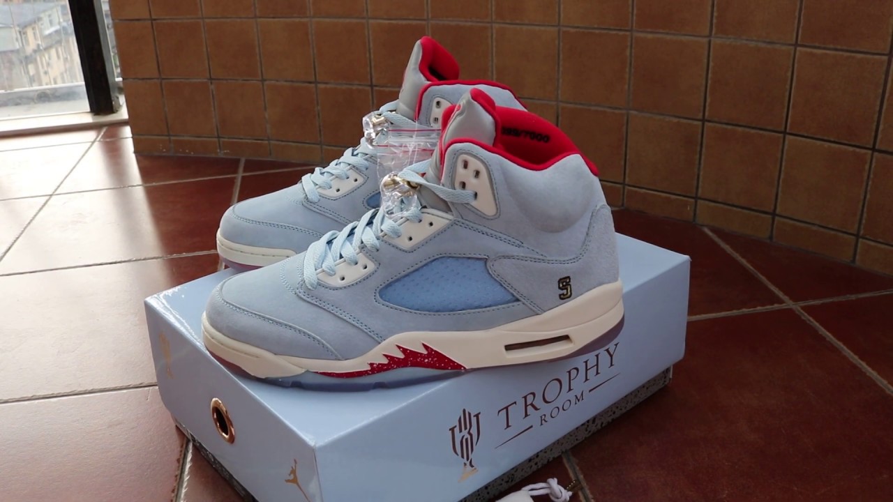 Trophy Room X Air Jordan 5 Icy Blue - YouTube