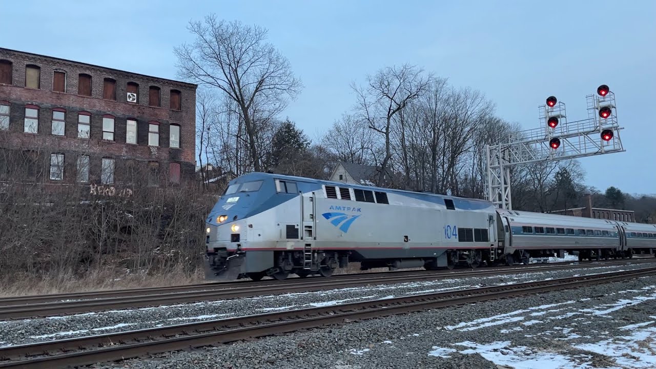 HD Amtrak P42DC 104 Leads the Amtrak 54 Vermonter in Greenfield ...