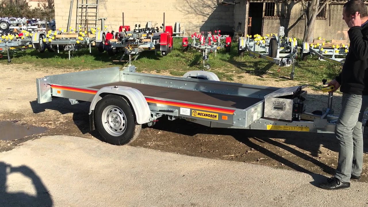 Remorque abaissable à chargement au sol Mecanorem RPMS B100 - YouTube