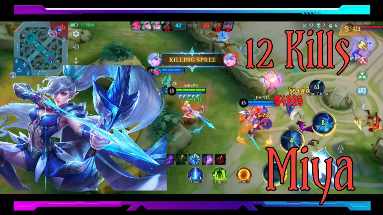 12 Kills miya best build | top 1 Globally | Miya best Gameplay mobile ...