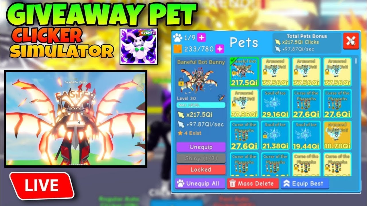 LIVE - GIVEAWAY PET in Clicker Simulator - YouTube