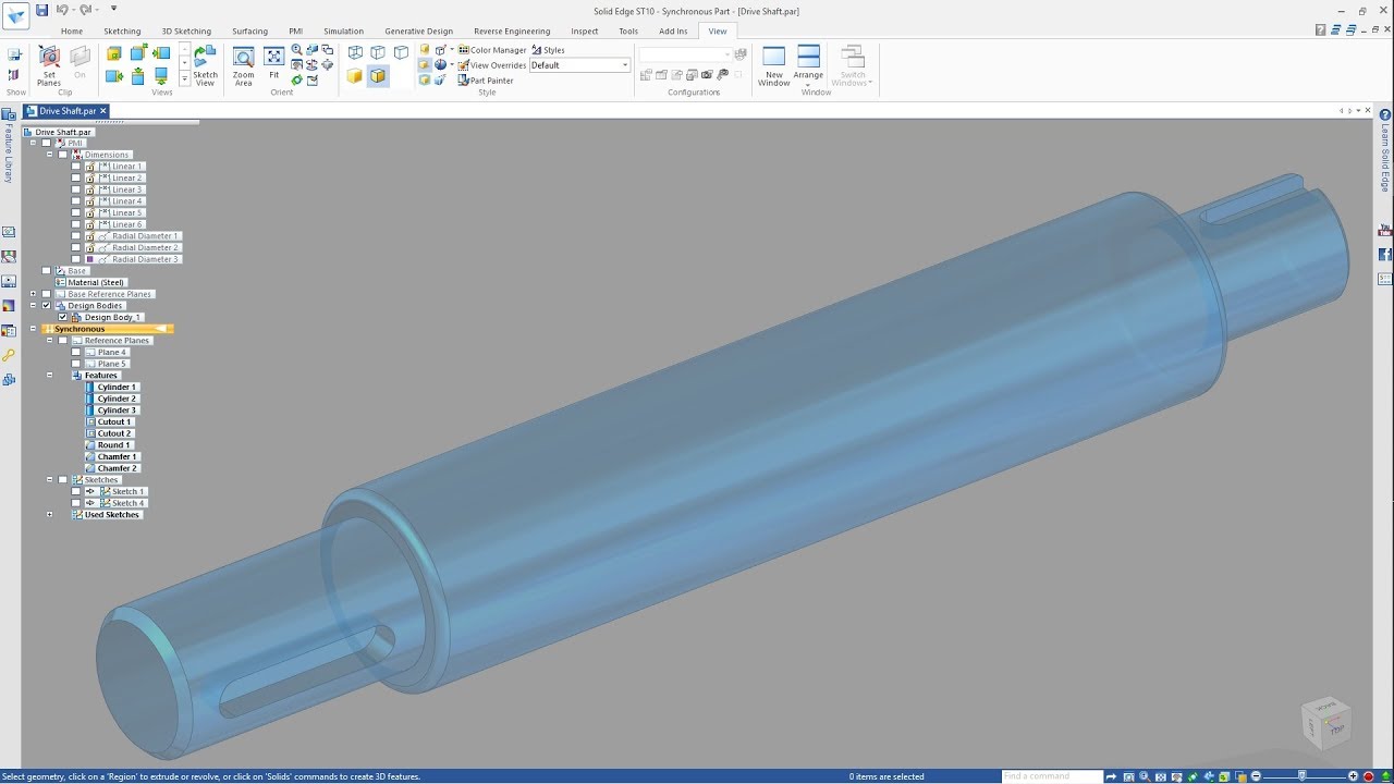 SOLID EDGE ST10 - DRIVE SHAFT - YouTube