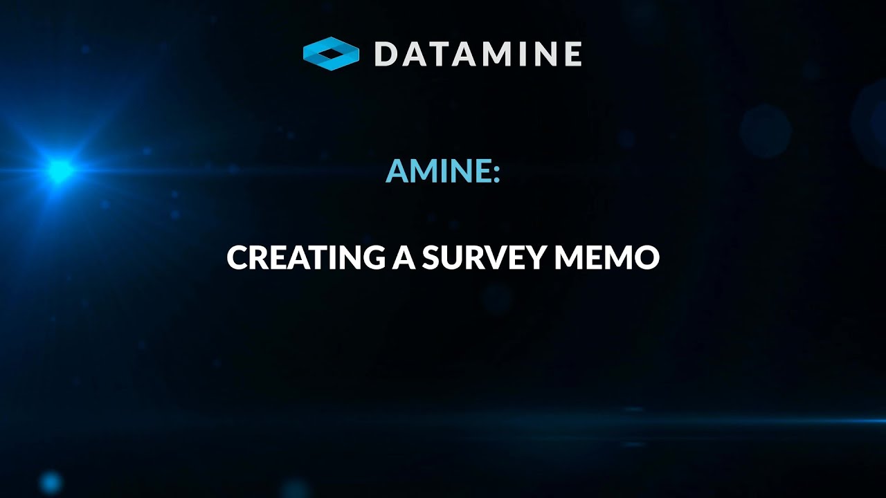 Amine Series: Creating a Survey Memo - YouTube