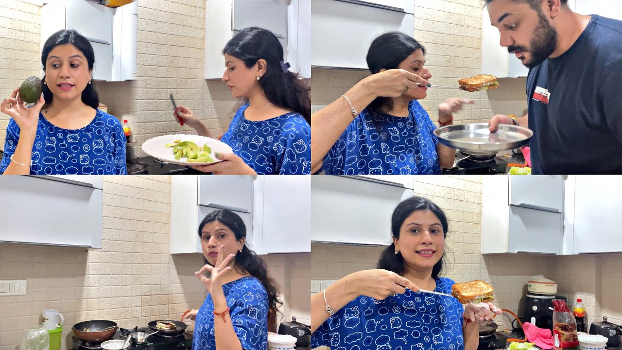 Kanchan Ne First Time Banaye Cheese Avocado 🥑 Sandwich - YouTube
