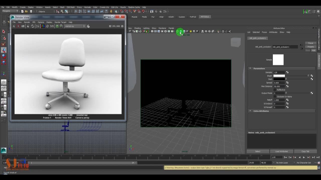Maya Tutorial- How To Render Ambient Occlusion with wireframes - YouTube