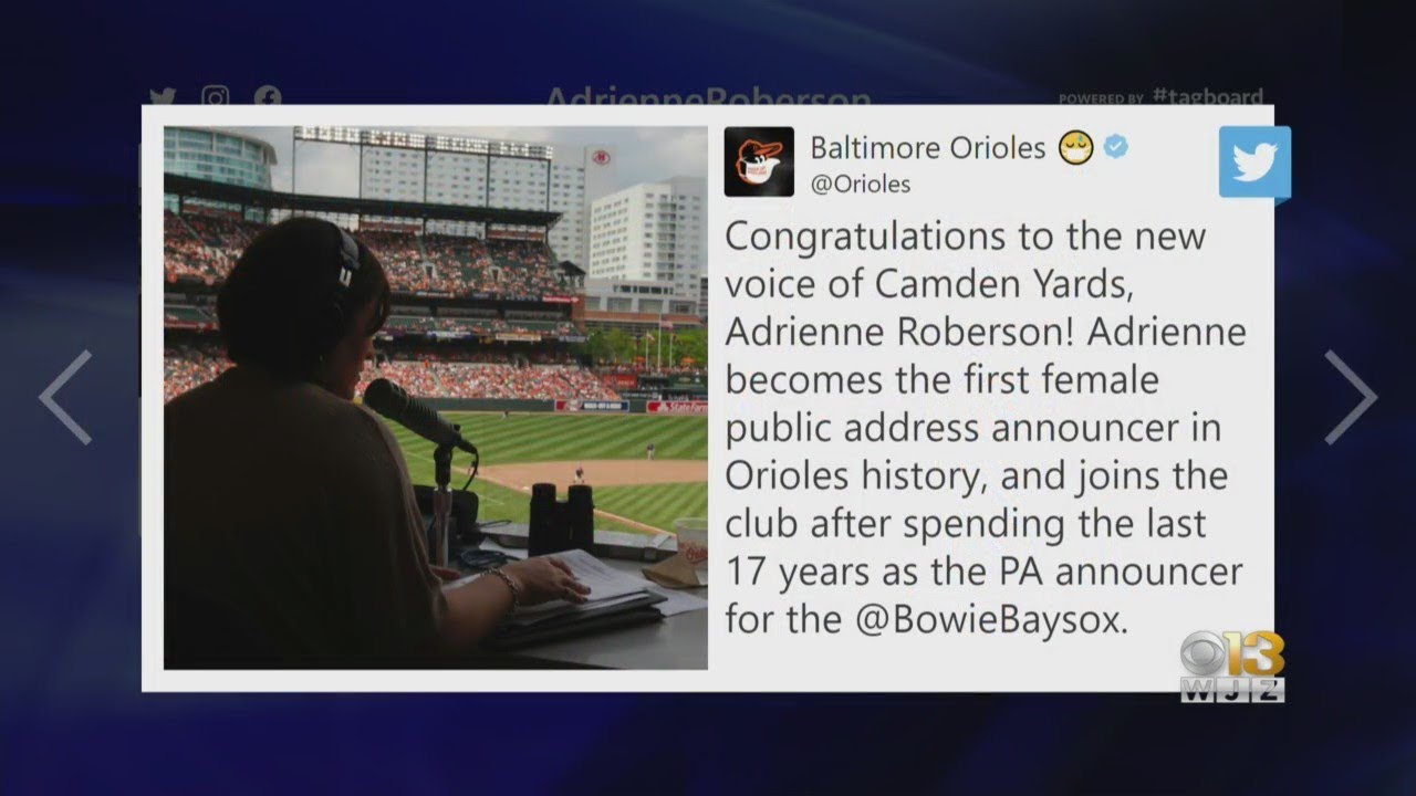 Adrienne Roberson Named As New Orioles Public Address Announcer - YouTube