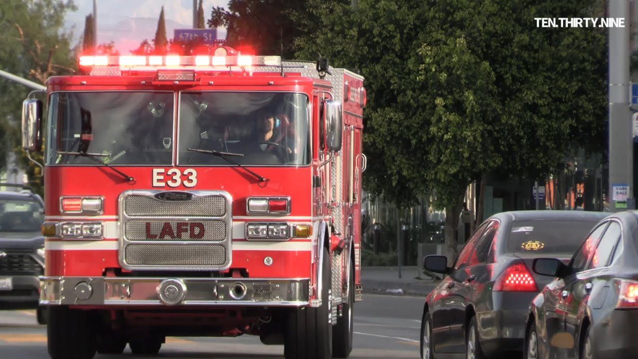 LAFD ENGINE 33 RESPONDING FROM HEADQUARTERS - YouTube