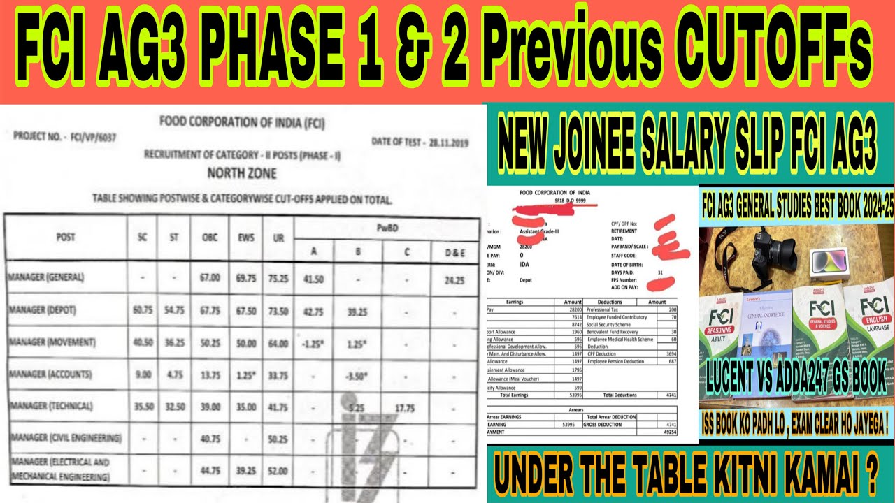 Fci Ag3 Previous Year Cut offs Phase 1 & 2 | fci ag3 pre cut off | fci ...