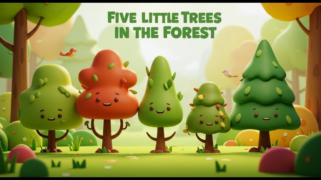 Five Little Trees in the Forest | Nature Counting Song for Kids - YouTube