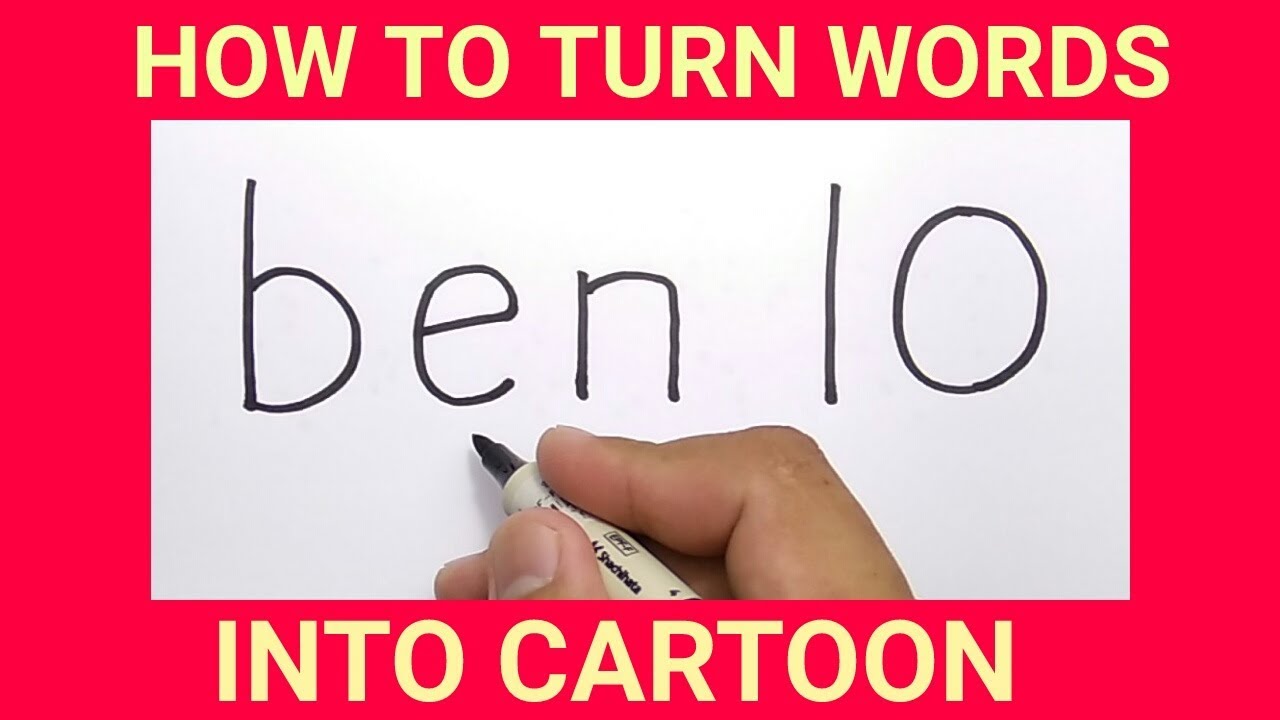 KEREN, menggambar BEN10 dengan kata ben10 / how to turn words BEN 10 ...