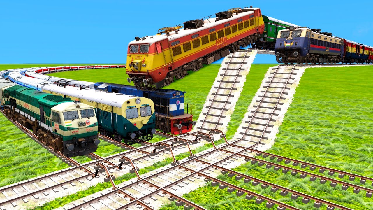 HIGH SPEED TRAIN CRASHED BETWEEN 3 CRAZY TRAINS ON HIGH PLACE RAILWAY ...