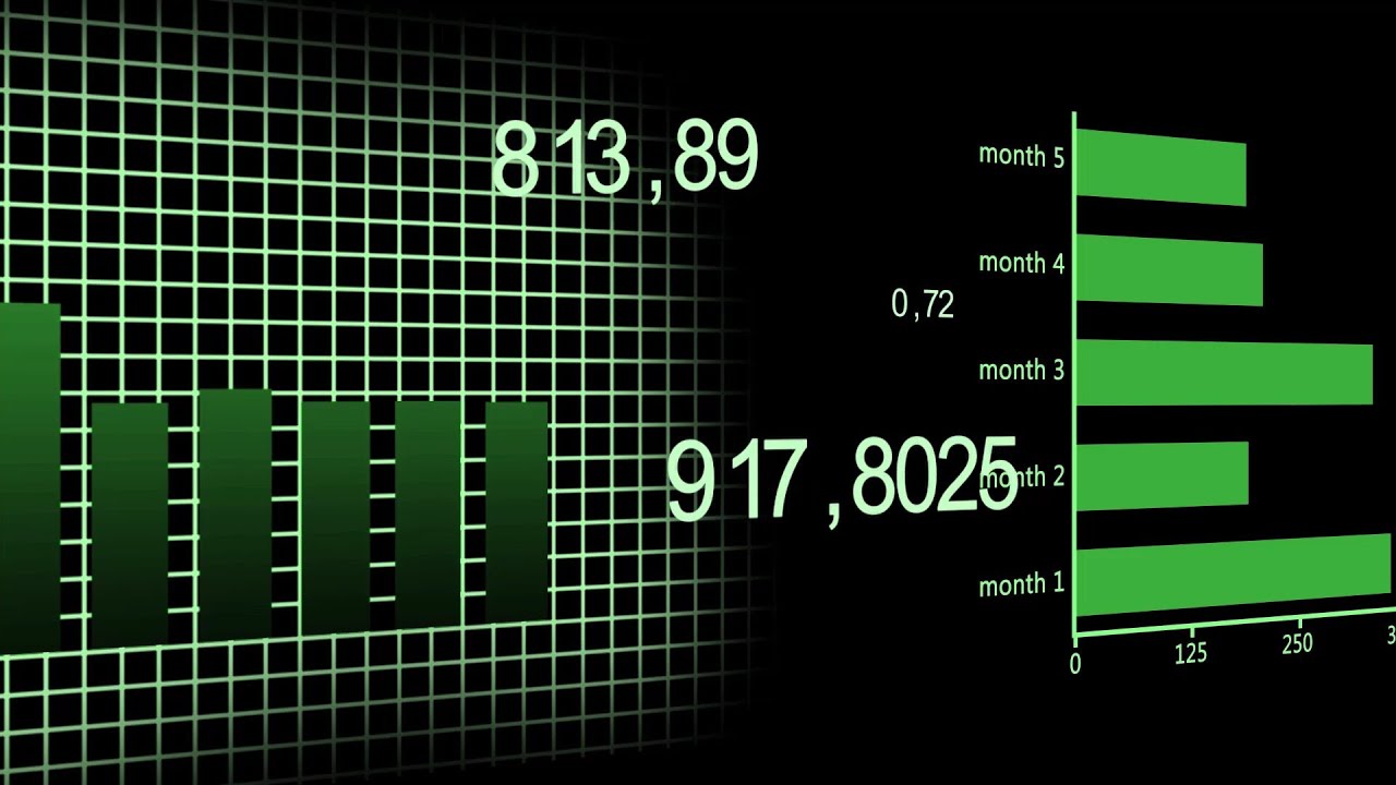 growing charts animation on black Background - design in green - YouTube