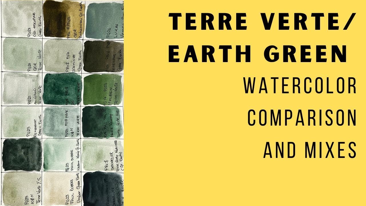 Terre Verte/Green Earth comparison: PG23 vs hues. My favourite brands and mixes. - YouTube