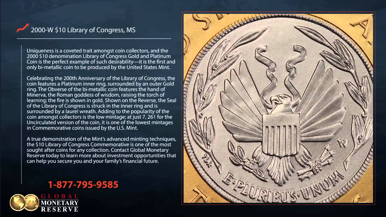2000-W Library of Congress Bicentennial Commemorative Coin, Mint State ...